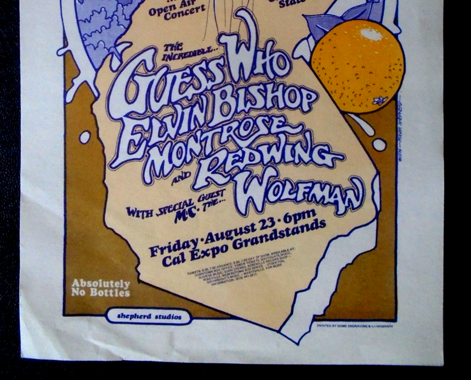 RARE_ORIGINAL CONCERT HANDBILL-SACRAMENTO_ROGER SHEPARD ART_8/23/1974 ...
