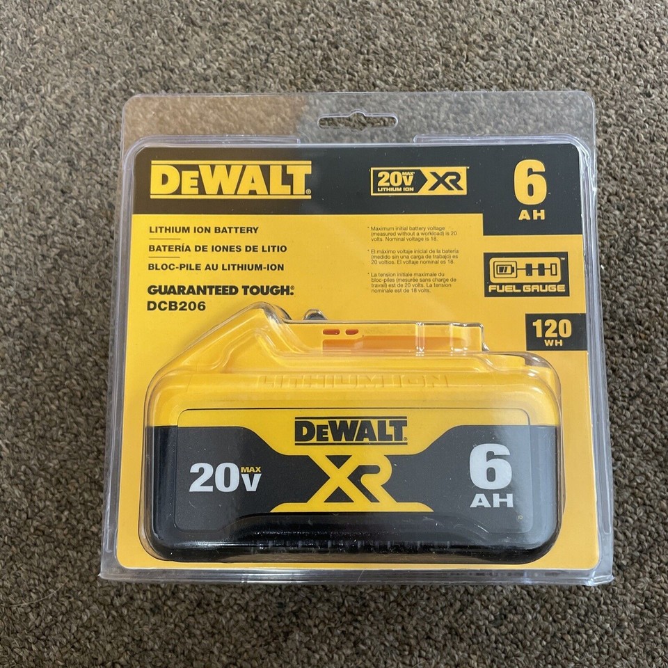 2PCS Genuine DEWALT DCB206 20V Volt MAX XR 6.0 Ah Li-Ion Premium ...