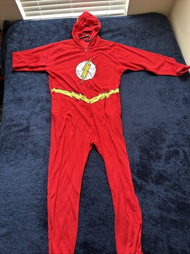 Adult XXL / 3xl DC Comics The Flash Hooded One Pc Pajama Suit Halloween ...