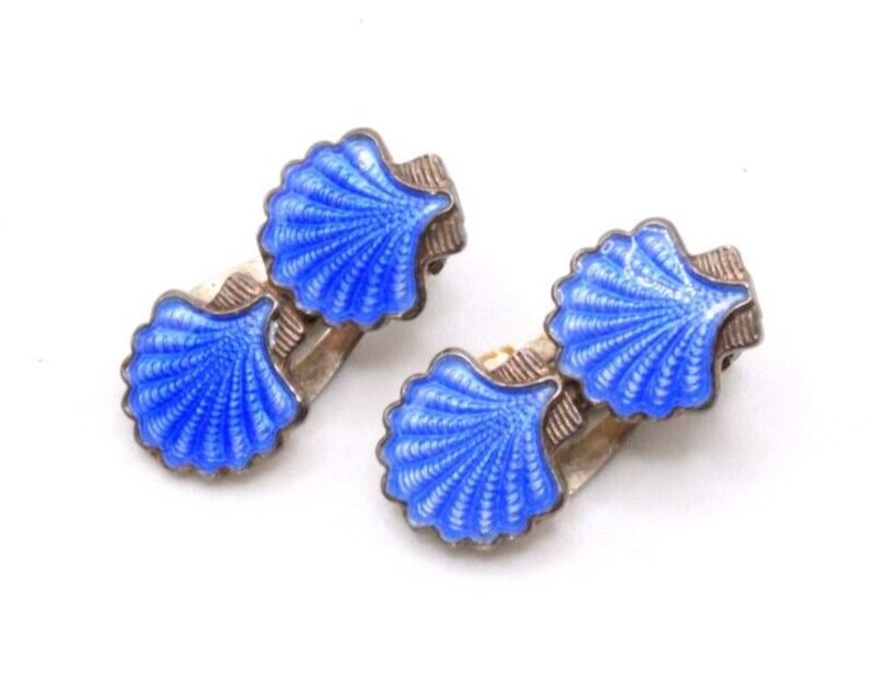 Vintage VB Volmer Bahner Denmark Sterling Silver Blue Guilloche Enamel ...