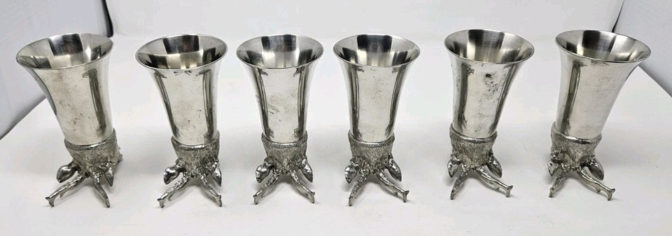 Set of 6 Vintage Stag Elk Deer Head Stirrup Silver Tone Metal Cup ...