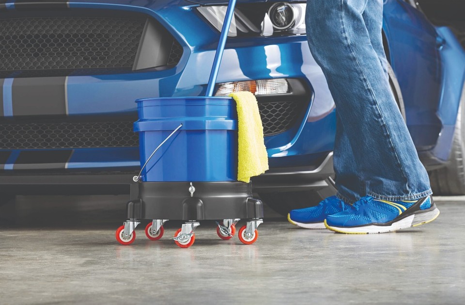 Heavy Duty 5 Gallon Auto Drive durable Bucket Dolly Mop Wash Drum Cart ...