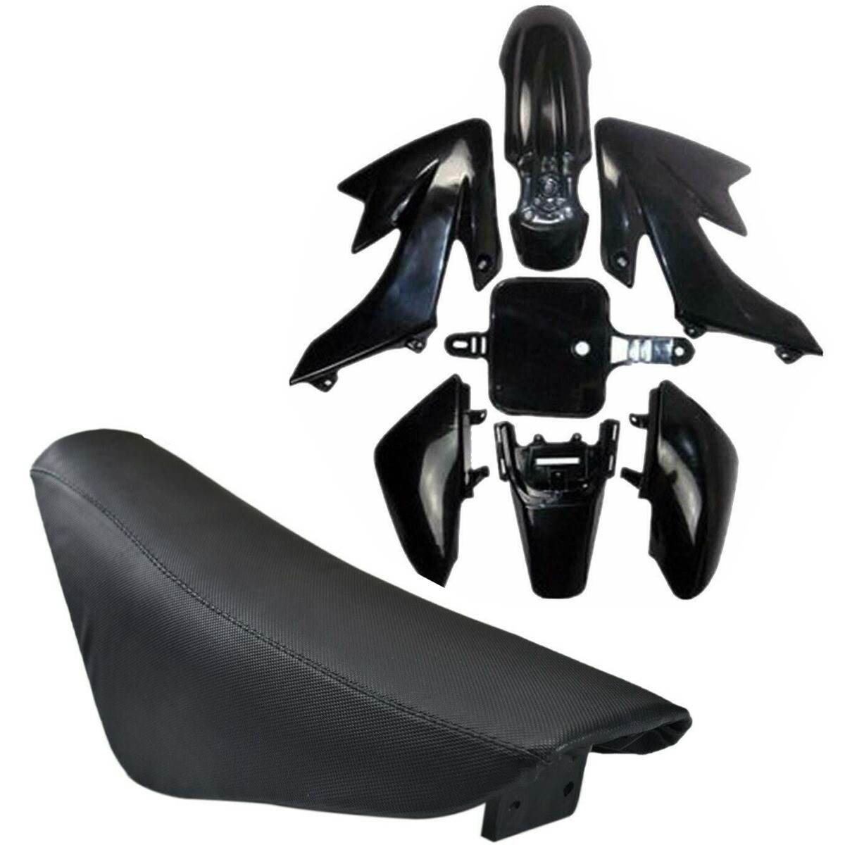 Full setBlack Plastics+Graphic Sticker+Seat For Honda CRF50 XR50 Atomic ...