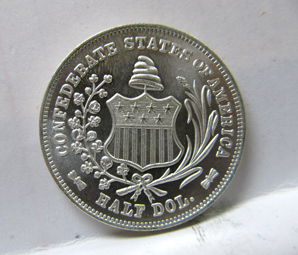 1861 HALF DOLLAR RESTRIKE COIN CONFEDERATE STATES OF AMERICA CIVIL WAR ...