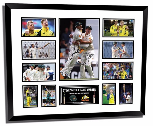 STEVE SMITH & DAVID WARNER SIGNED LIMITED EDITION FRAMED MEMORABILIA ...