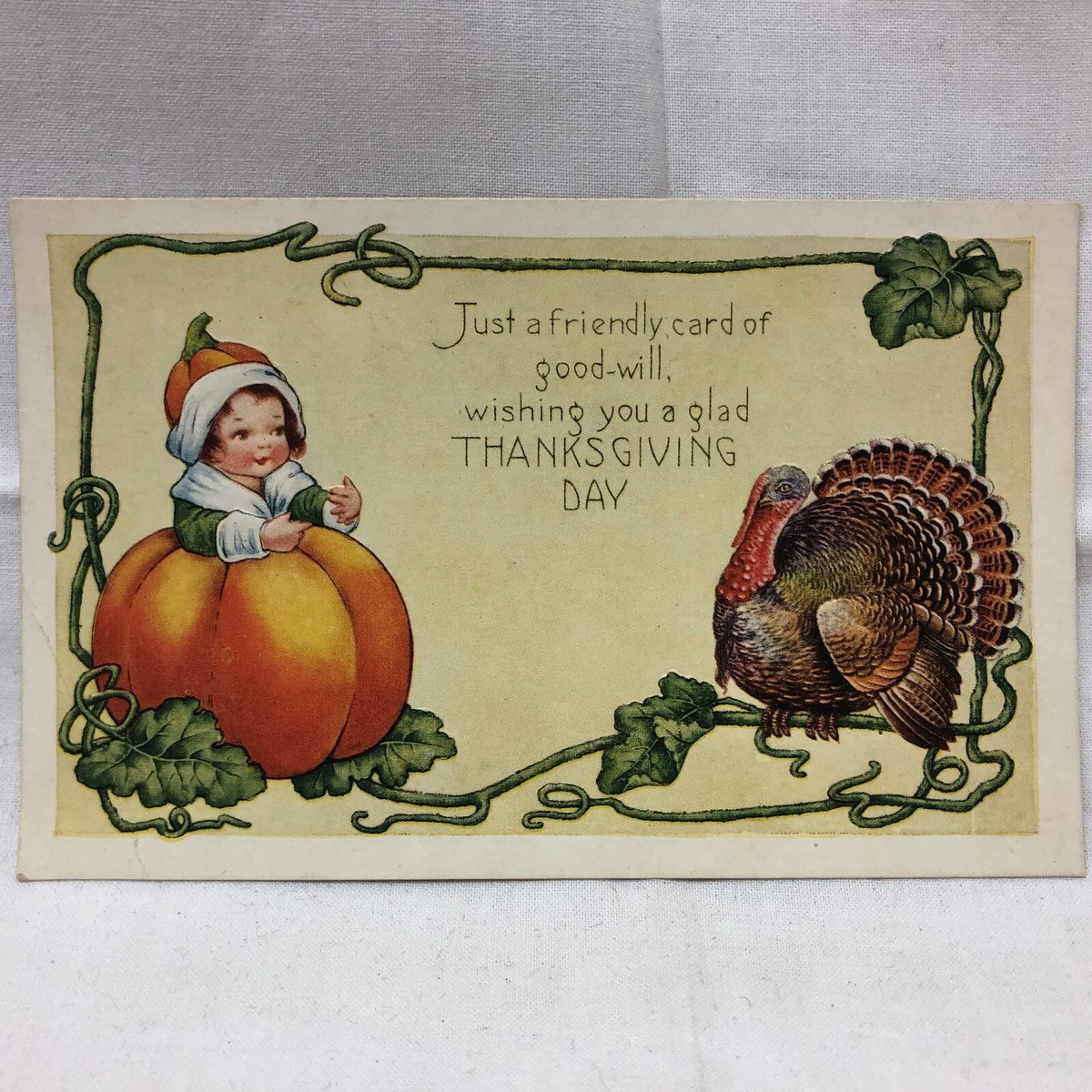 Old Fashioned Thanksgiving Day Cards 1950s Vintage Mid Century