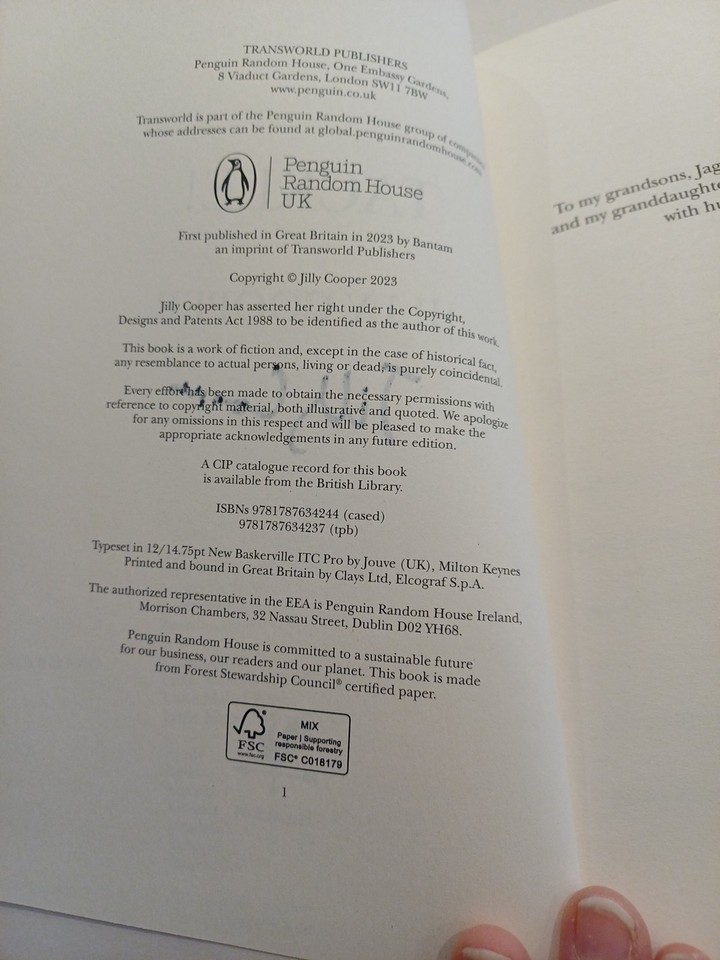 Jilly Cooper Tackle Hardback Book 2023 Edition. Signed Edition by Jilly ...