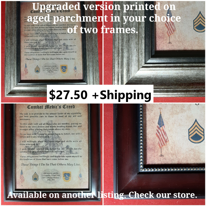 MC-BEST: Army Combat Medic Prayer FRAMED MATTED PERSONALIZED | eBay
