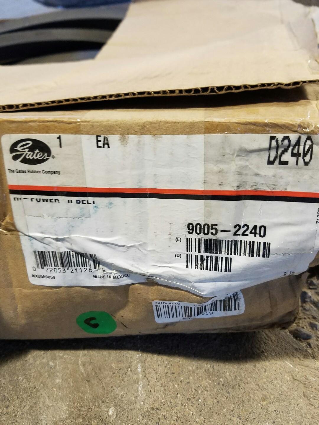 Genuine Gates Hi-Power II V80 Heavy Equipment & Drilling V-Belt D-240 ...