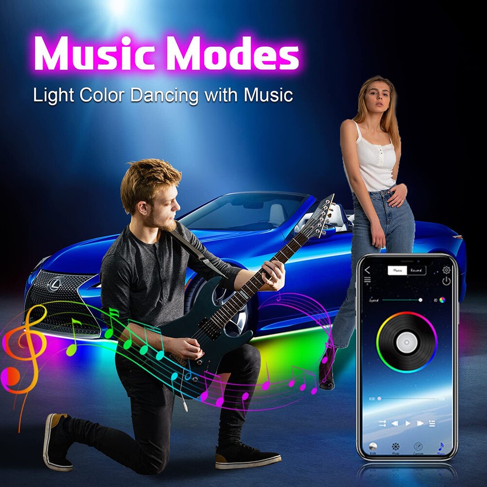 Car RGB LED Strip Bar Underglow Body Kit Neon Lights APP Remote for ...