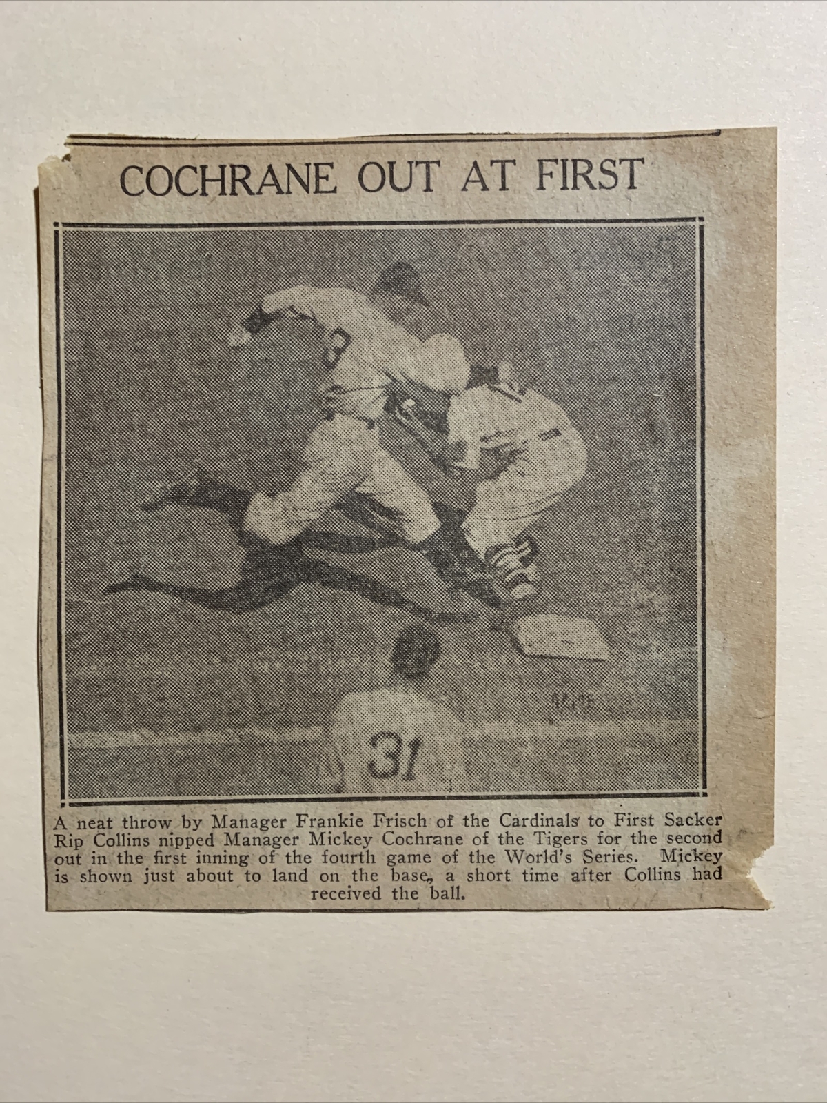 Mickey Cochrane Tigers Rip Collins Cardinals WS 1934 Sporting News ...