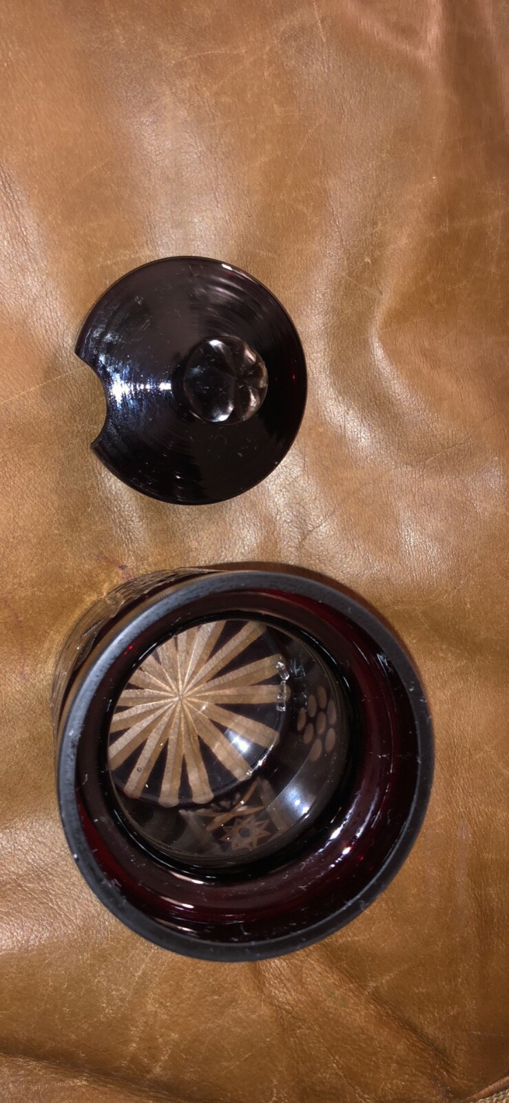 Vintage Romanian Ruby Red Cut to Clear Crystal Sugar Condiment Jam Jar ...