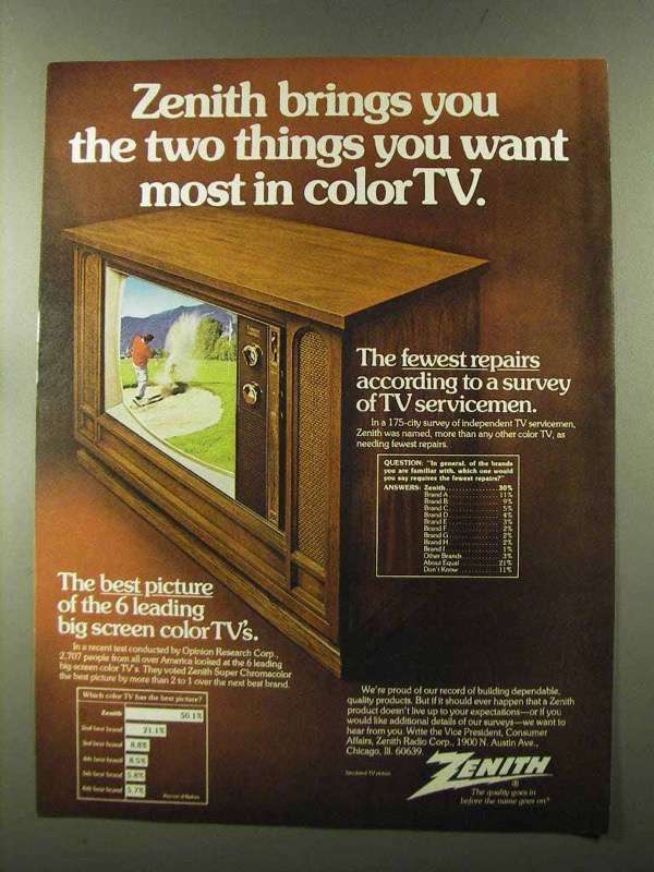 1973 Zenith TV Ad - Two Things You Want Most | eBay