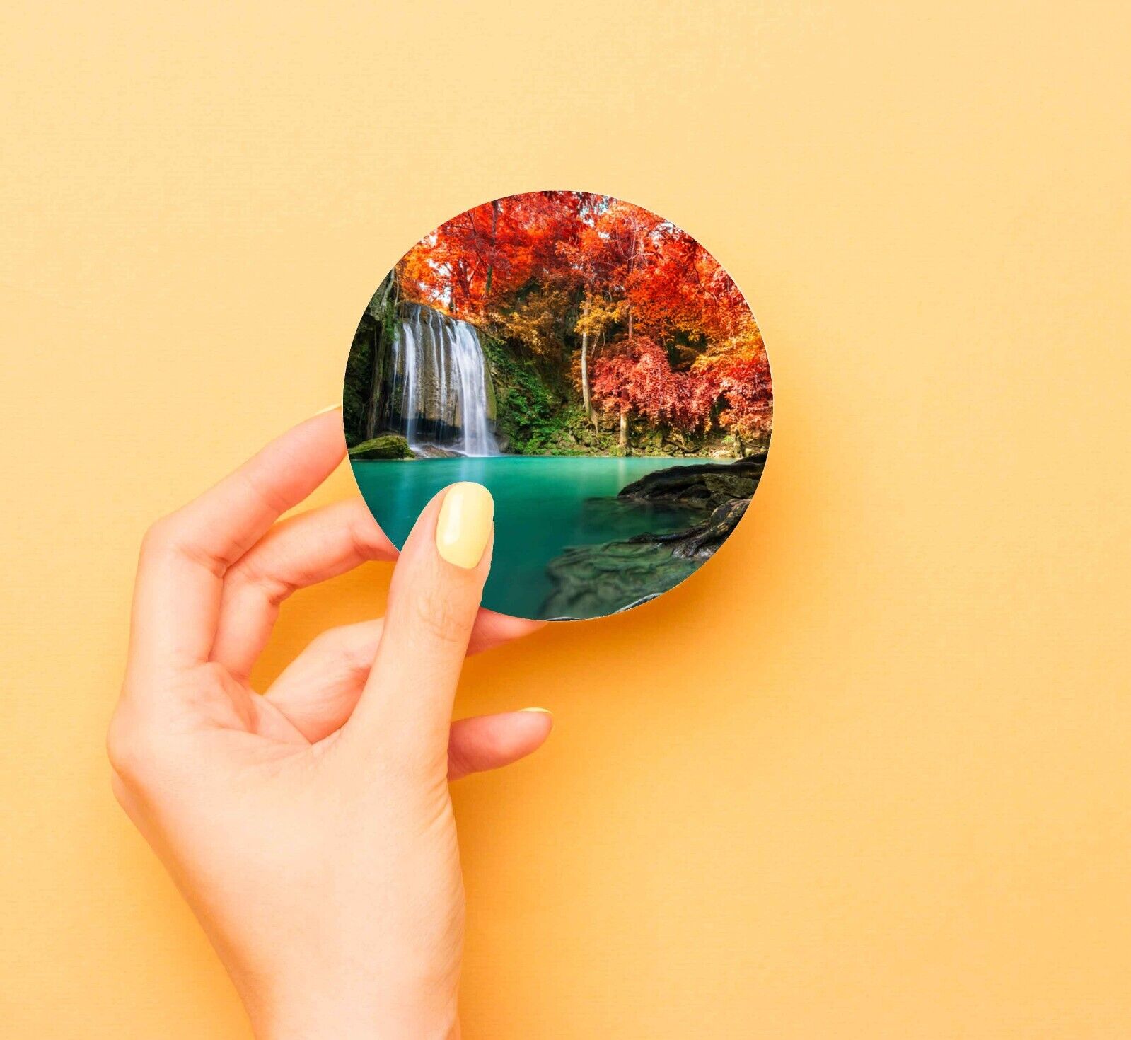 Waterfall in Autumn Forest fall Coasters Wood & Rubber - Set of 6 ...