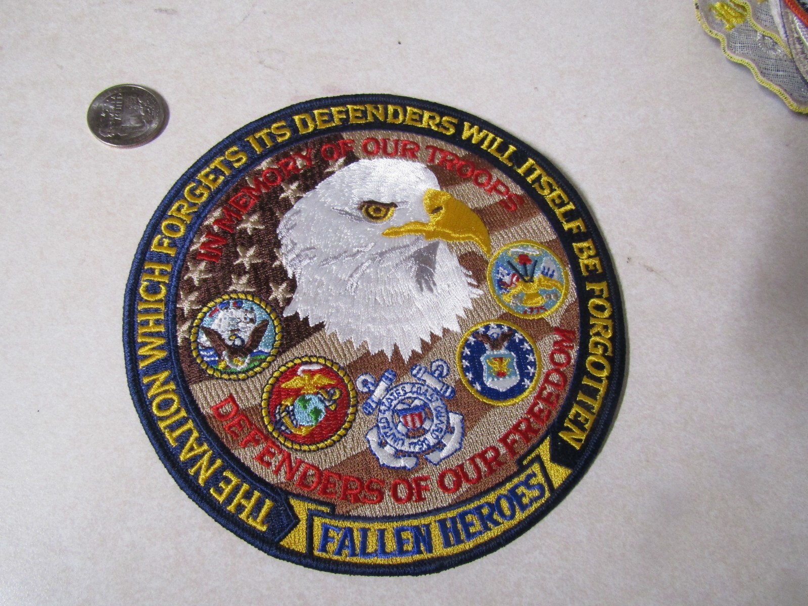 MILITARY PATCH OLDER FALLEN HEROES IN MEMORY OF OUR TROOPS DEFENDERS OF ...