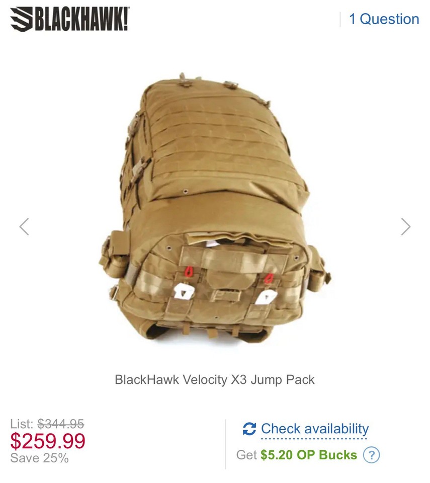BlackHawk Velocity X3 Jump Pack | eBay