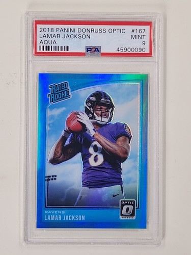 2018 Donruss Optic Lamar Jackson Rated Rookie Aqua /299 RC #167 PSA 9 ...