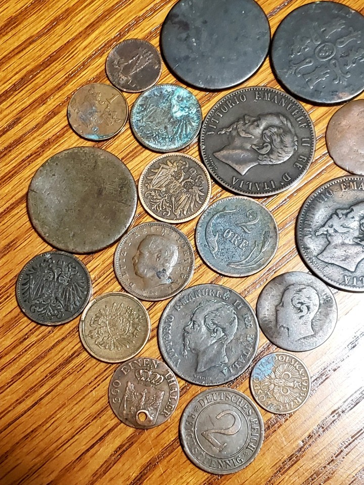 Small Group Of Old Foreign Copper Coins From 1845 - 1933. World Coins ...