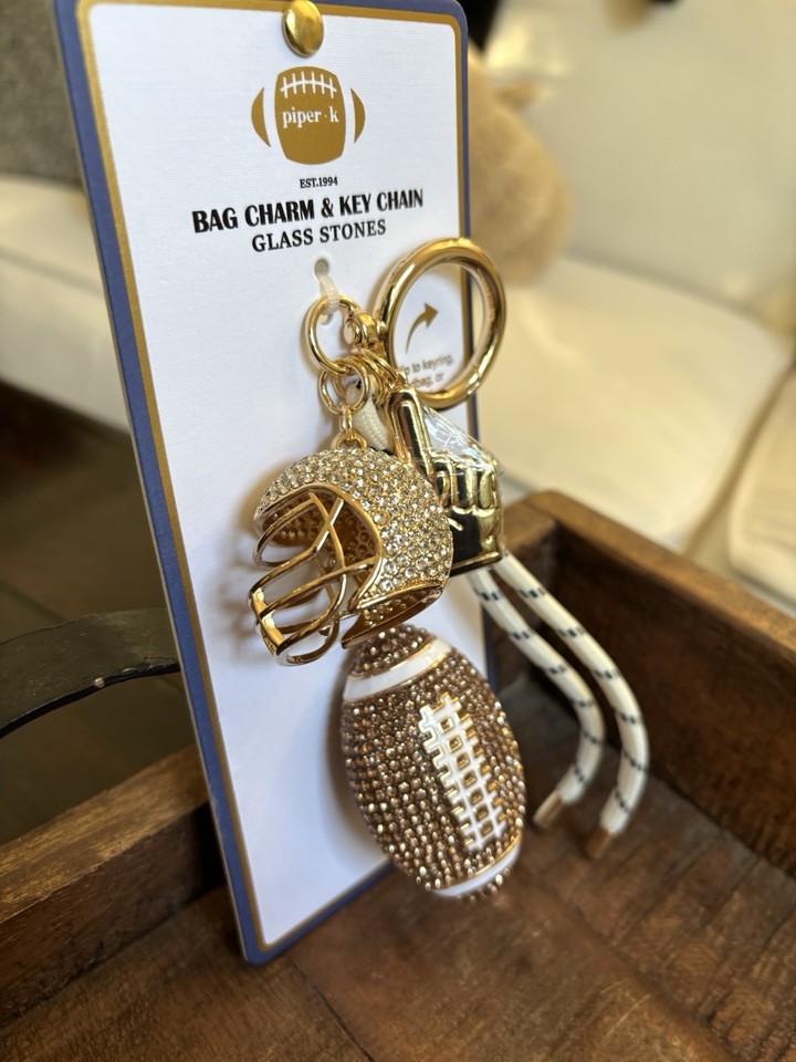 NEW Piper K FOOTBALL BLING Rhinestone Bag Charm Key Chain NWT | eBay