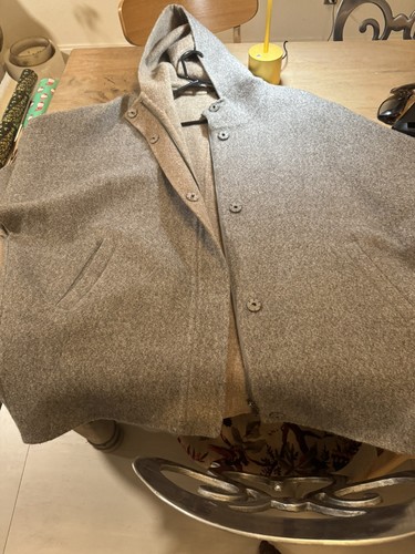 Eileen Fisher Coat Cape Womens Small Gray Taupe Alpaca Wool Oversized ...