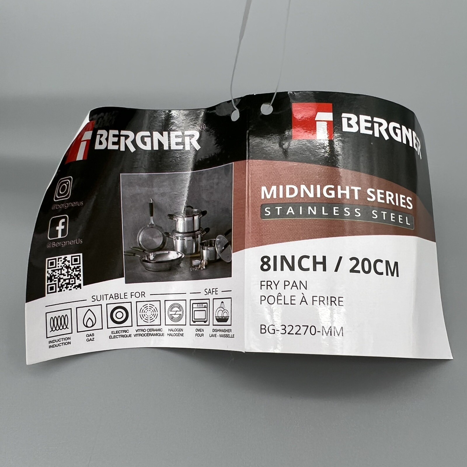 Bergner Midnight Series Stainless Steel Round 8" Frypan Saute Pan ...