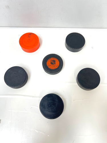 Lot of 6 Hard Rubber Hockey Pucks | eBay