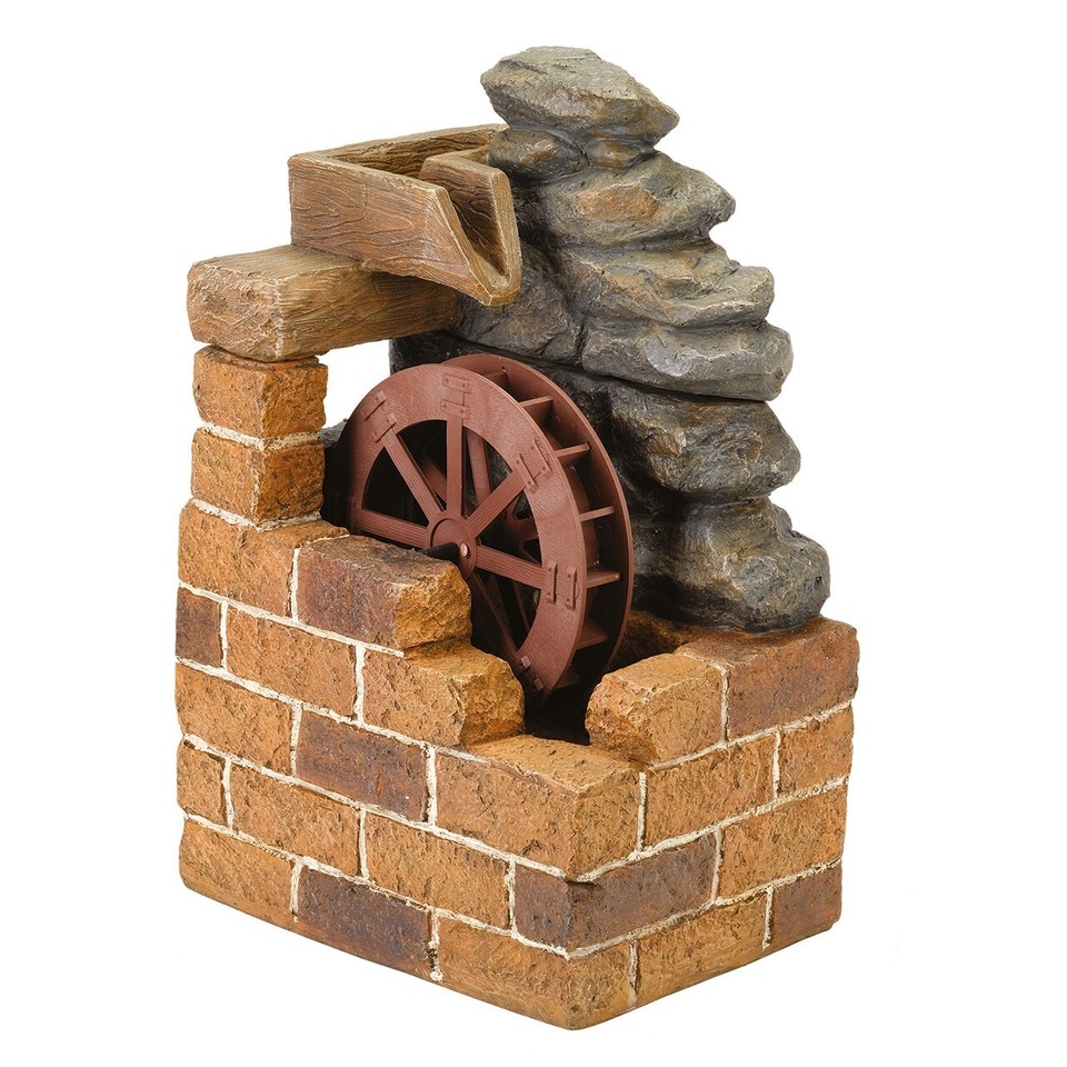 Heywood Watermill Solar Powered Fountain Outdoor Garden Cascading Water ...