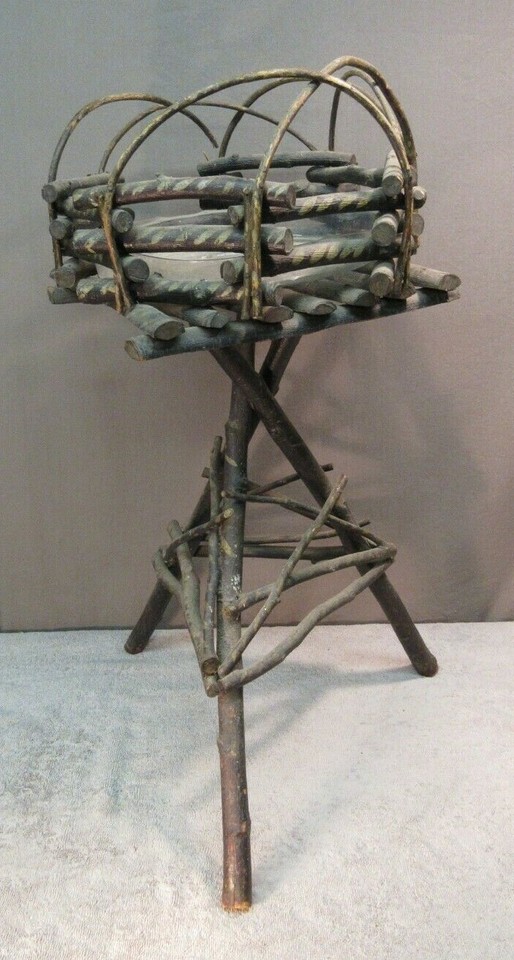 Adirondack Twig Plant Stand - (antique folk art rustic primitive side ...