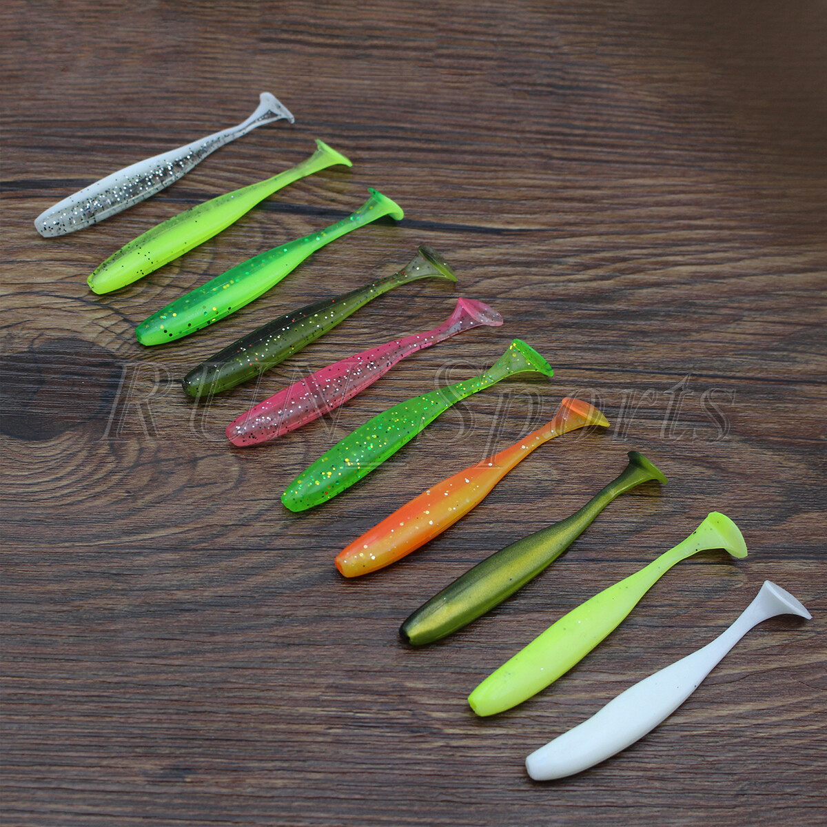 100pcs/kit 75mm Fake Shad Paddle Tail Worm Soft Fishing Lure Jig Bait ...