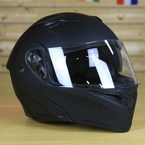 New LED Light Helmet Flip Up Full Face Dual Visor Racing DOT Motorcycle ...