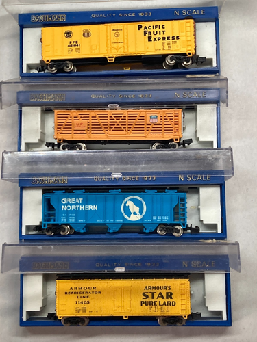 n scale Bachmann 4 Freight Cars #5047,5183,5462 & 5484 Metal Wheels ...