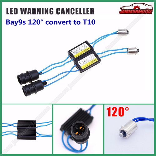 Bay9s 120° H21W Convert to T10 LED Bulbs Adapter Canbus Resistor Fix ...