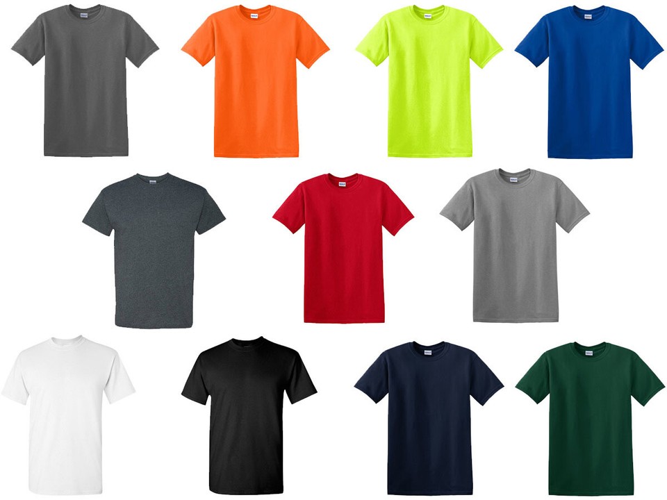 (12 PACK) FACTORY DEFECTS GILDAN Plain T Shirts Mix Colors WORK T ...