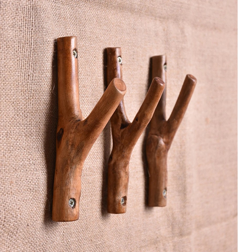 Nordic Solid Wood Creative Tree Branch Hook Retro Log Branch Porch Door ...