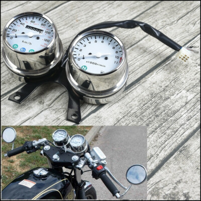 Cafe Racer Motorcycle Modified Meter Double Meter Odometer Speedometer ...