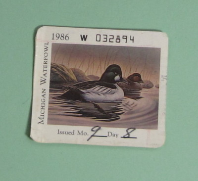 1986 Michigan DNR Resident Waterfowl Duck Hunting License Stamp...Free ...