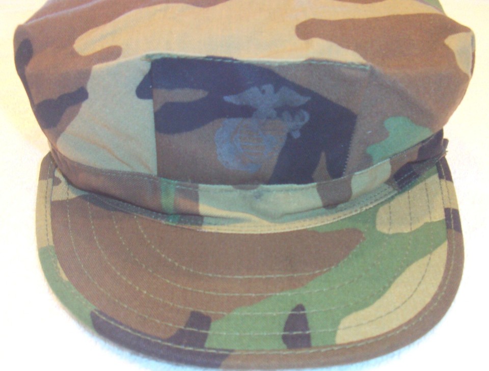 BDU WOODLAND 8 Point MARINE CORP USMC ROTC JROTC UTILITY CAP COVER W ...