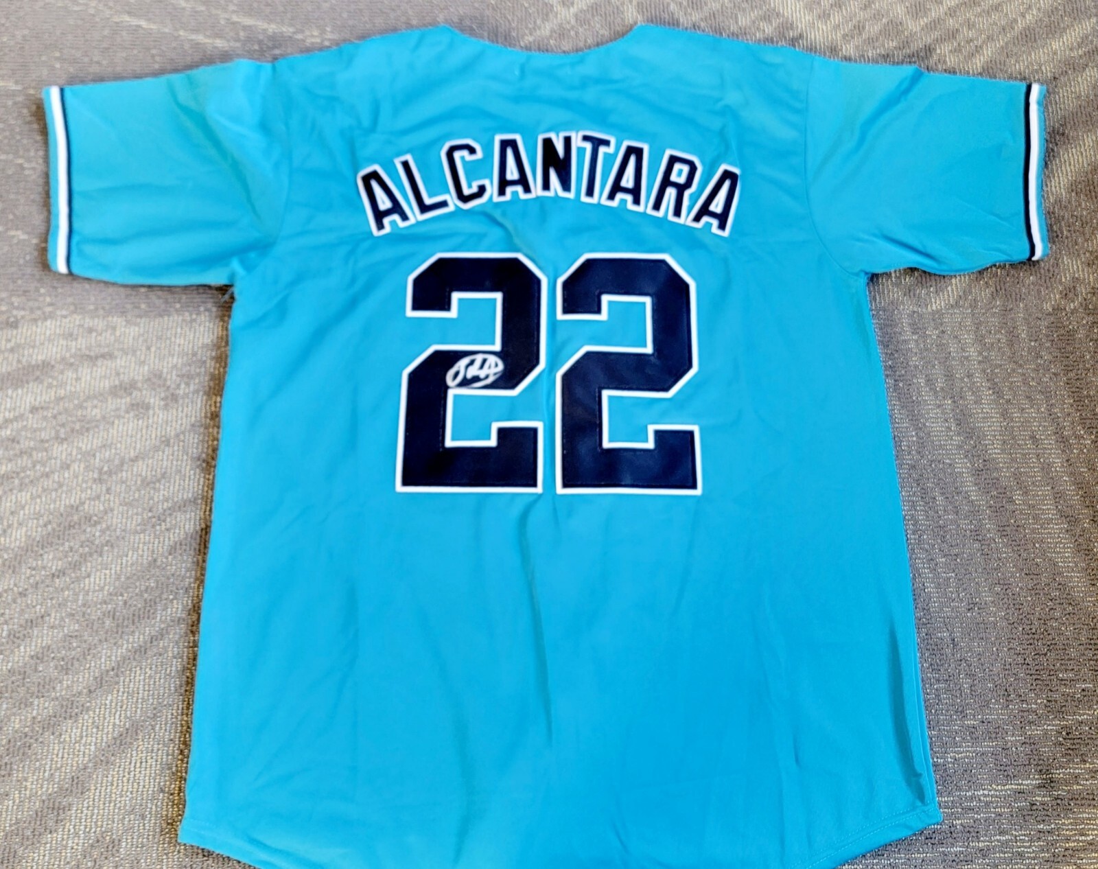 Sandy Alcantara Signed Old School Marlins Jersey Size L In Person. JSA ...