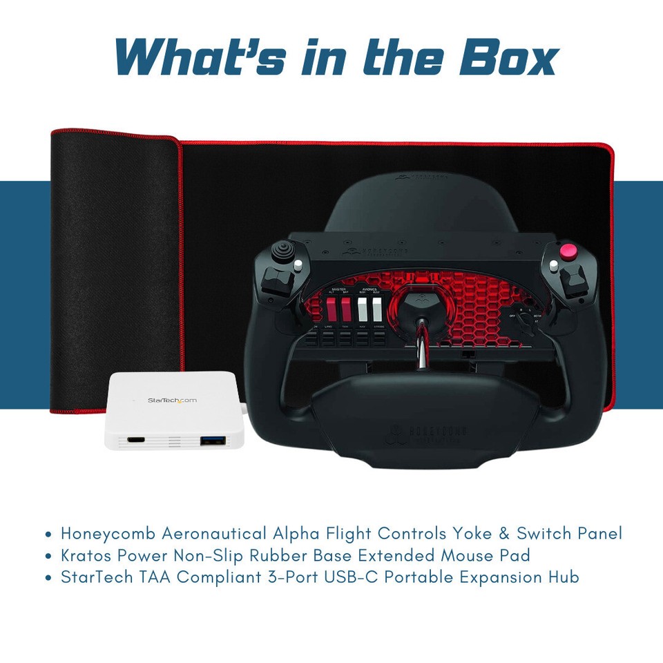 Honeycomb Aeronautical Alpha Flight Controls Yoke and Switch Panel ...