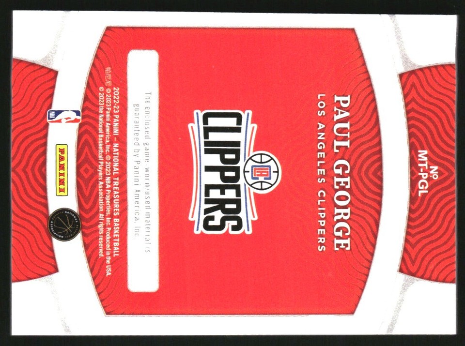 2022-23 Panini National Treasures Material Treasures #10 Paul George ...