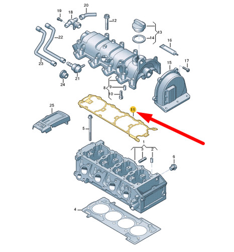 NEW VOLKSWAGEN BEETLE A5 CYLINDER HEAD COVER SEAL 03F103483A ORIGINAL ...