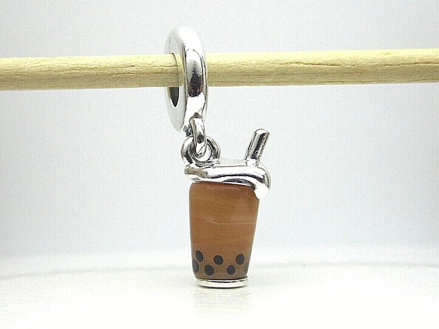 Authentic Pandora Charm Murano Glass Bubble Tea 791685C01 W Suede Pouch ...