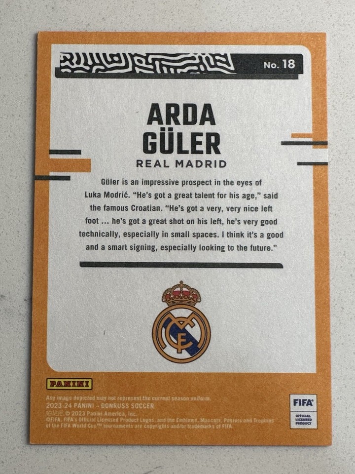 2023-24 Panini Donruss FIFA - The Rookies #18 Arda Guler (Red Parallel ...