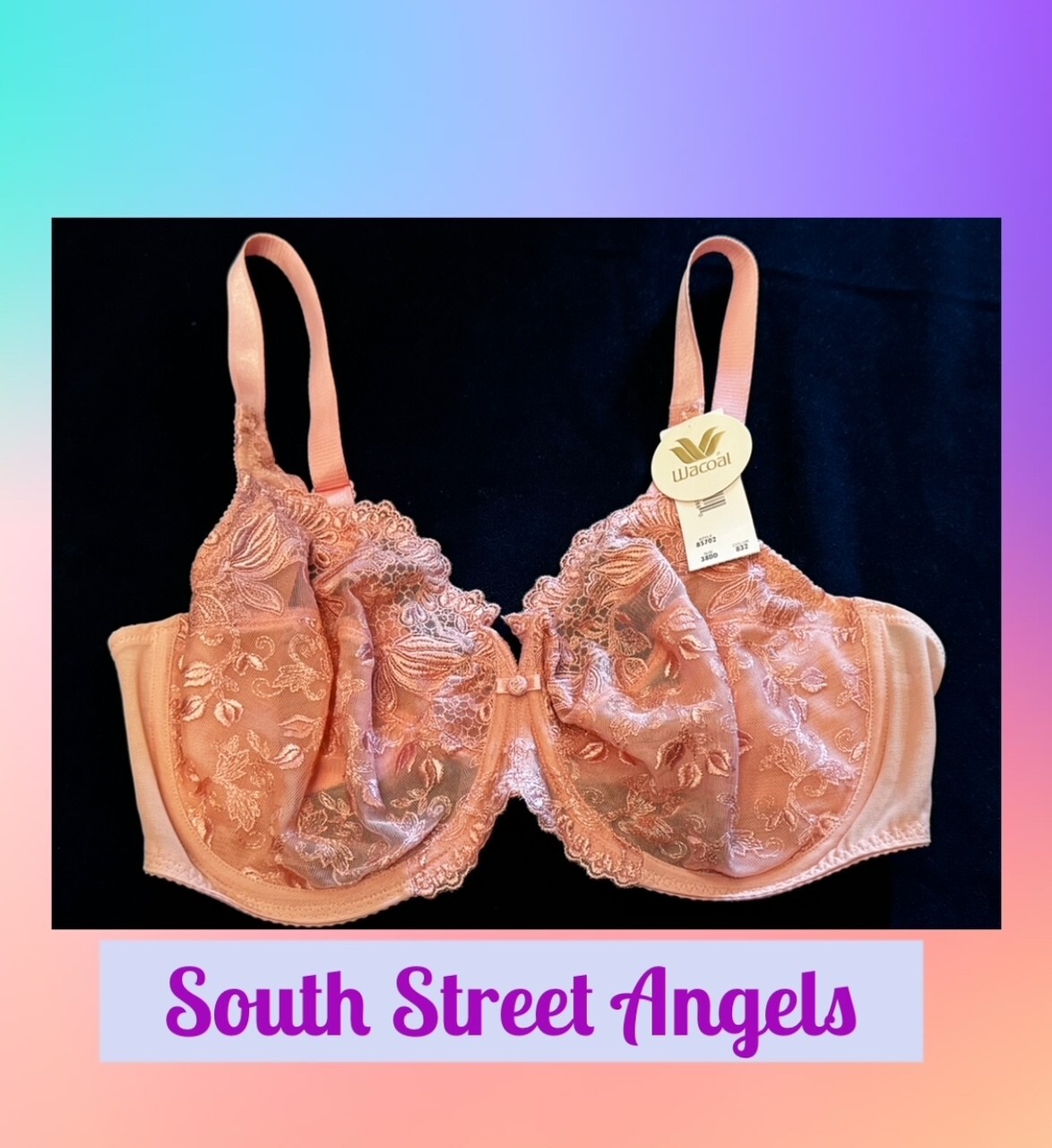 VINTAGE WACOAL 85702 ~ PINK ~ SHEER FLORAL TULIP EMBR… - Gem