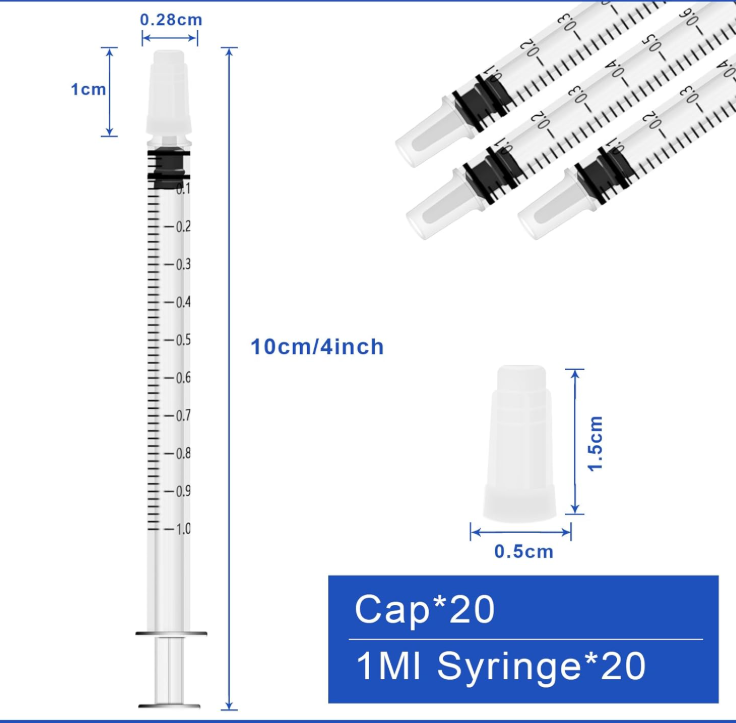 20 Pcs 1ml Syringes Colostrum Collection Kit Plastic Syringes With Caps ...