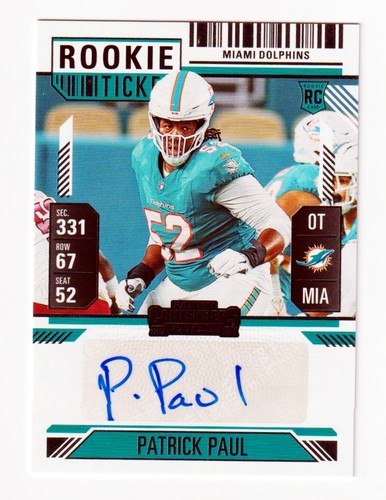 Patrick Paul 2024 Panini Contenders #228 Signed Auto Rookie Ticket RC ...