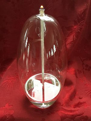 FLAWLESS Stunning FIRELIGHT Art Glass Handblown OIL CANDLE LAMP POD ...
