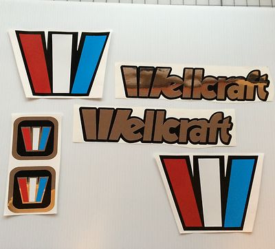 Wellcraft mirror CHROME 6 decal set Marine Vinyl wellcraft boat decals ...