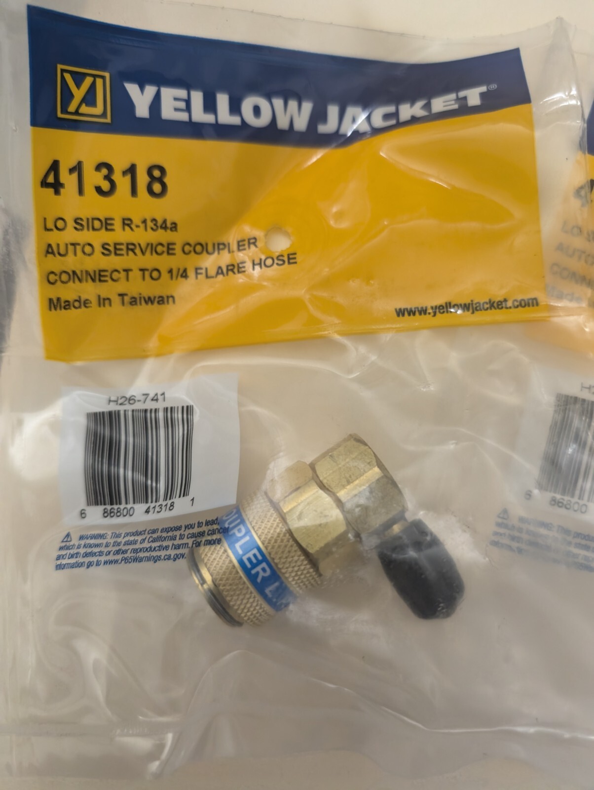 Yellow Jacket Automotive R-134a A/C Coupler w/ 1/4" male flare - LO ...