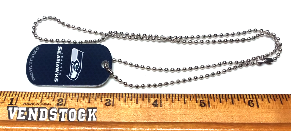SEATTLE SEAHAWKS NFL FOOTBALL METAL DOG TAG 21" CHAIN NEW OLD STOCK ...